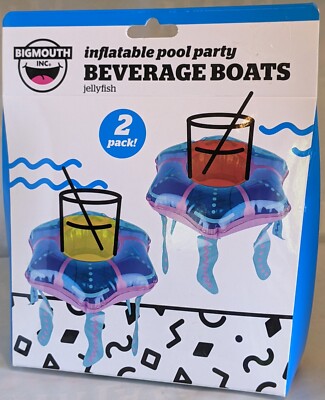 NEW 2 Pack Big Mouth Inflatable Beverage Boats Jellyfish Pool Drink ...