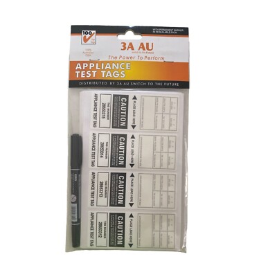 3A AU Electrical Appliance Test Tags - BLACK - 100pc with Permanent ...