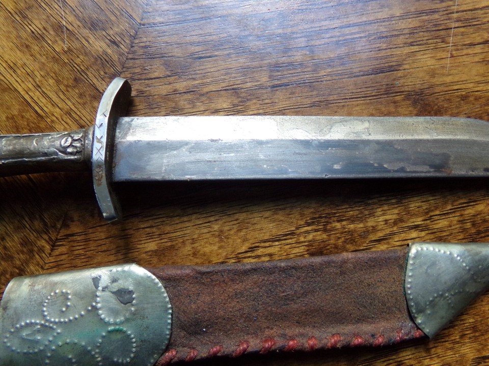 Antique Knife Blade Has Cripple Creek Ace On It with Home Made Scabbard ...