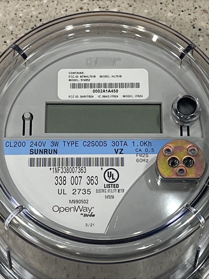 CENTRON ITRON CL200 240V 3W Type C2S0DS Sunrun Openway Smart Meter ...