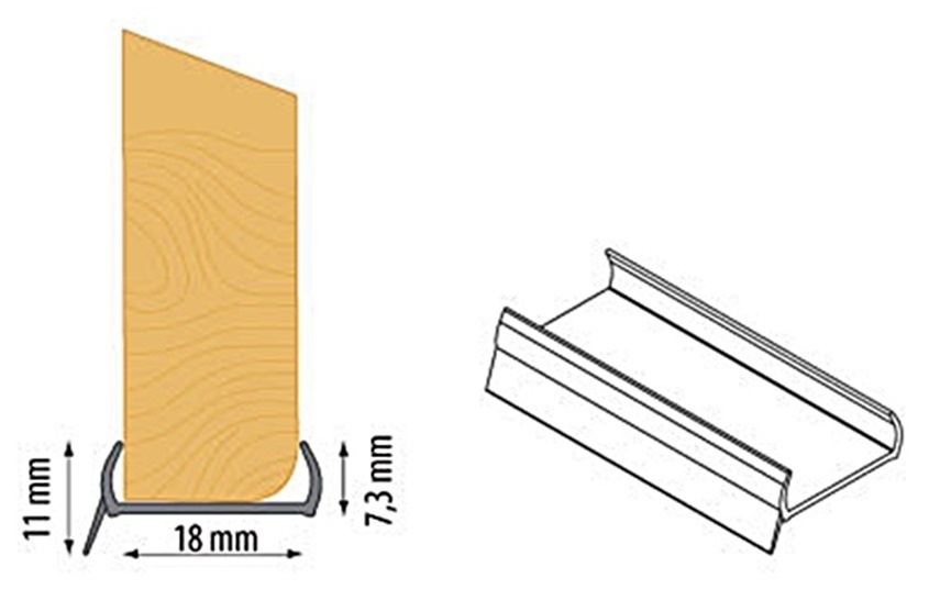 PVC Plinth Sealing Strip 1m Transparent 16-18mm Kickboard Trim MDF ...