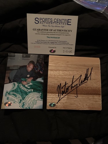 Nate 'Tiny' Archibald (CELTICS) Signed 6x6 Floor Piece w/HOF'91 COA)pic ...
