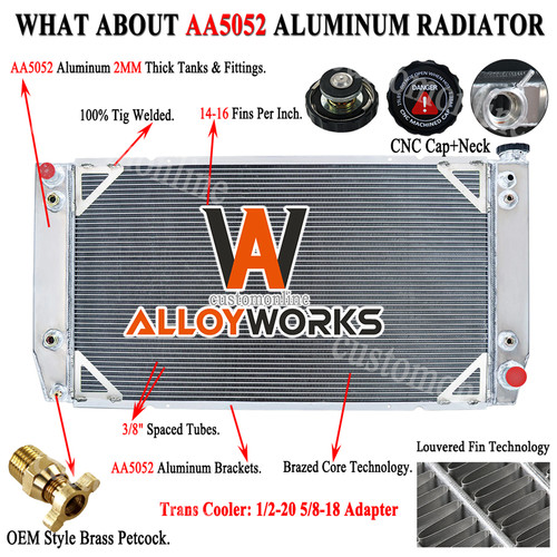 4 Core Radiator For Chevy GMC C/K 2500 3500 Pickup 7.4L 454 V8 Engine ...