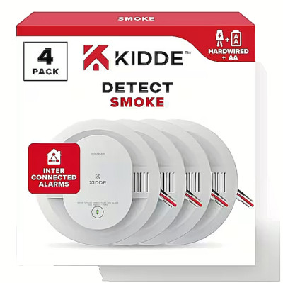 4 Pack Kidde Hardwired Smoke Detector, 10-Year warranty Battery AA ...