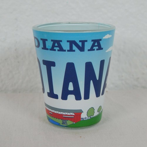 Indiana 2 oz Shot Glass Covered Bridge License Plate Tourist ...