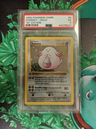 Chansey 3/102 Base Set Shadowless 1st Edition PSA 5 EX Pokemon Card ...