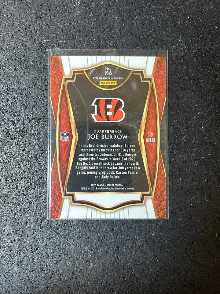 2020 Panini Select Premier Level Joe Burrow Rookie Cincinnati Bengals ...
