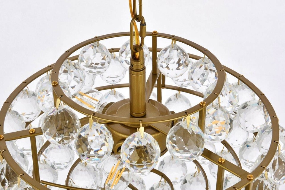 Chandelier Crystal Balls Pendant Light Fixture Brass Color Dining Room ...