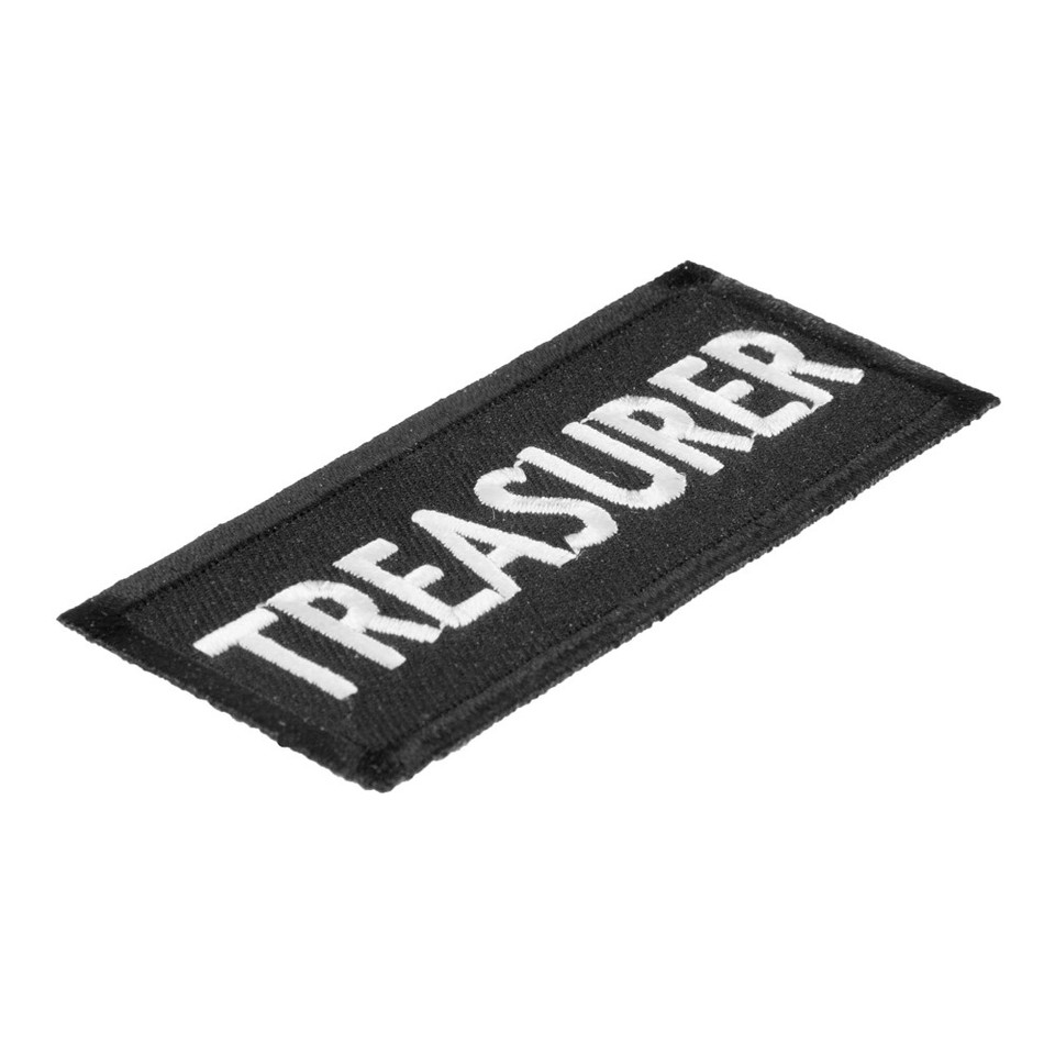 Treasurer Black & White Patch, Biker Club Patches | eBay
