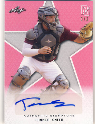TANNER SMITH 2020 Leaf Perfect Game PG National Showcase Pink AUTO /3 ...