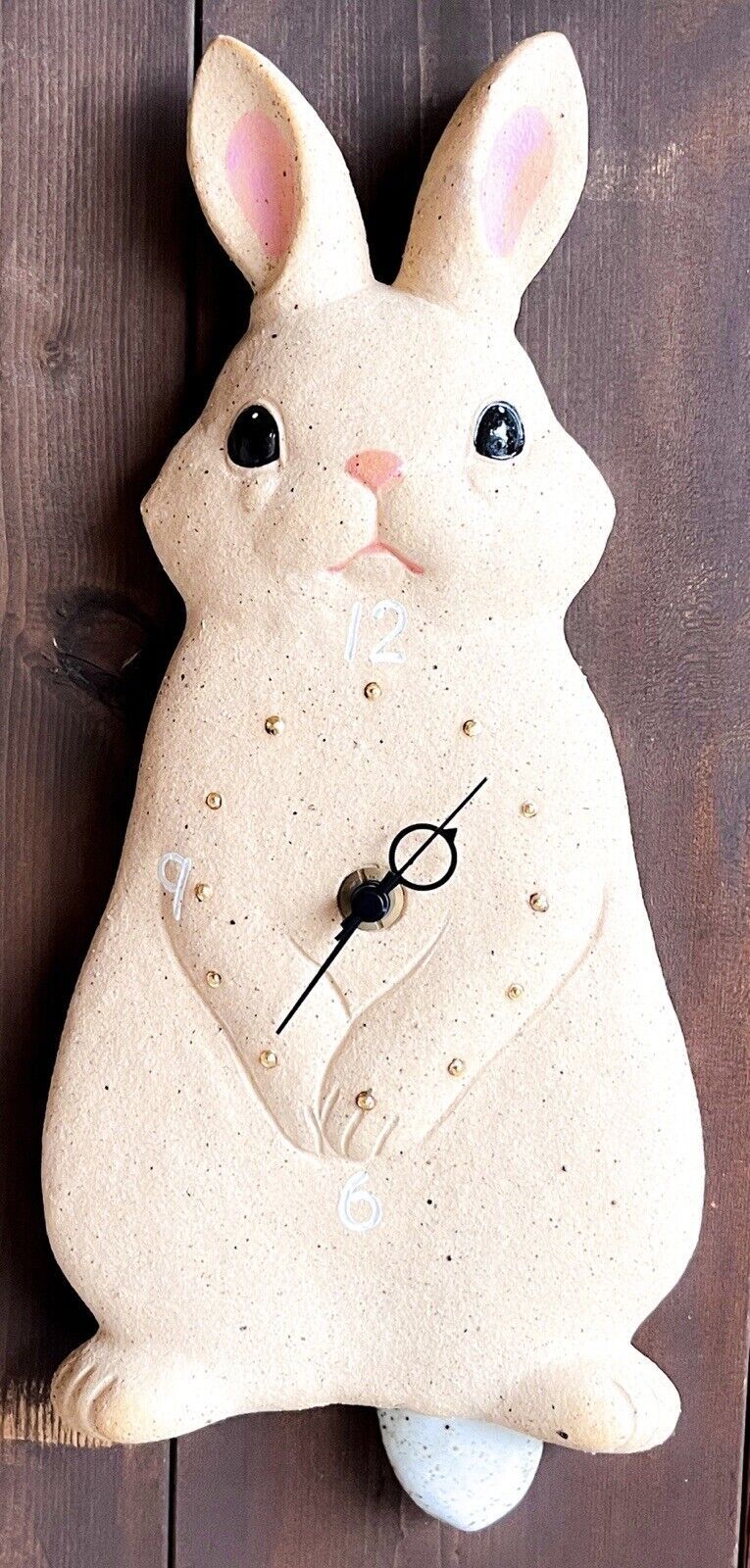 Japanese White Rabbit Pendulum Wall Clock Handmade Pottery SETO ware ...