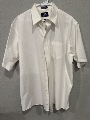 Men’s Stanford Button Down Short sleeve Wrinkle Free White 18 | eBay