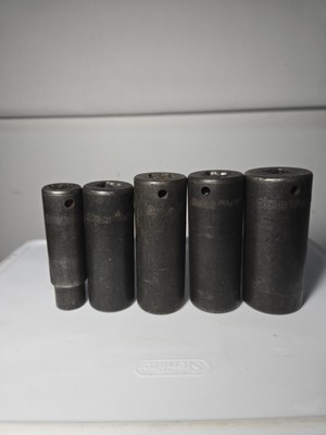 5pc SNAP-ON TOOLS 1/2" Drive 6-Point SAE Deep Impact Socket SET SIM 160 ...