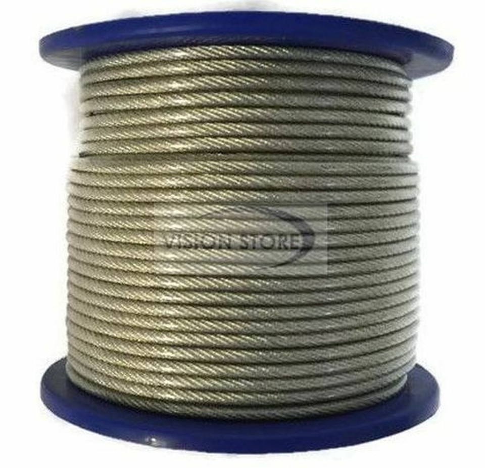 Steel Wire Rope Metal Cable Rigging Clear PVC Coated 2mm 3mm 4mm 5mm ...