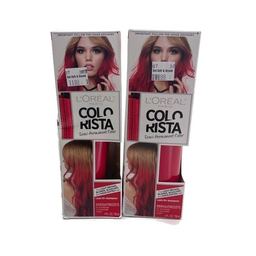 2 L'Oreal Paris Colorista Semi-Permanent Hair Color #Brightred375 4oz ...