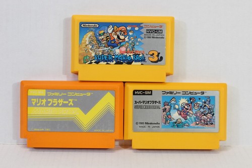 Lot of 3 Original Super Mario Bros 1 & 3 Nintendo FC Famicom NES Japan ...