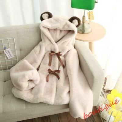Chic Women's Sweet Fur Coat Hoodie Loose Fit Dress Faux Rabbit Fur ...