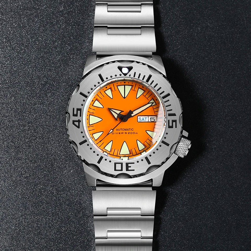 42mm Tandorio Blue Orange Dial Monster NH36 date Automatic Men Watch ...