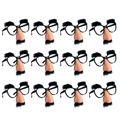 PPXMEEUDC 12 PCS Disguise Glasses with Funny Nose Funny Glasses with ...