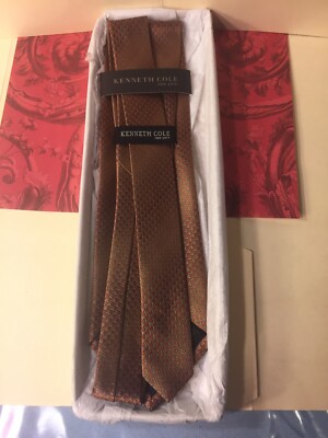 NWT 100% Silk Kenneth Cole N.Y. Mens Tie Shaded Bronze Tan Geometric ...