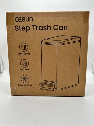 CESUN SMALL BATHROOM TRASH CAN WITH LID SOFT CLOSE AND STEP PEDAL 1.6 ...