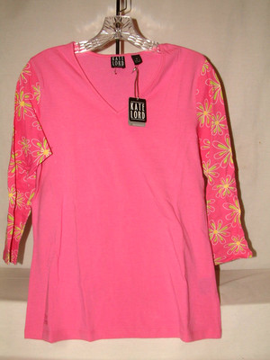 #1303 V-NECK PULLOVER TOP FROM KATE LORD PERFORMANCE, SZ SMALL, 3/4 ...