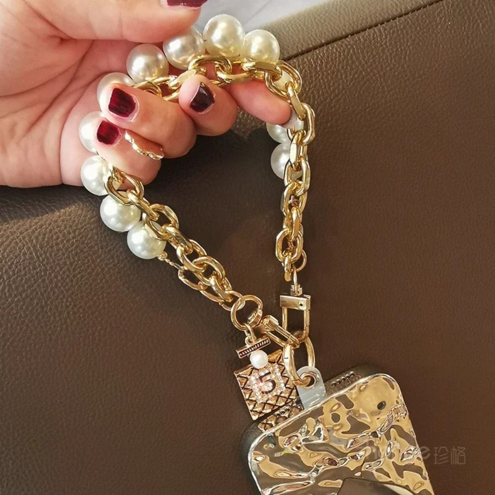 Pearl Phone Pendant Double Chain Mobile Phone Lanyard Phone Charms ...