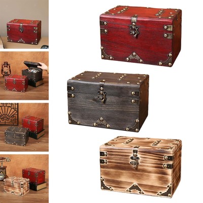 Retro Design Storage Box Wooden Treasure Chest Vintage Style Box for ...