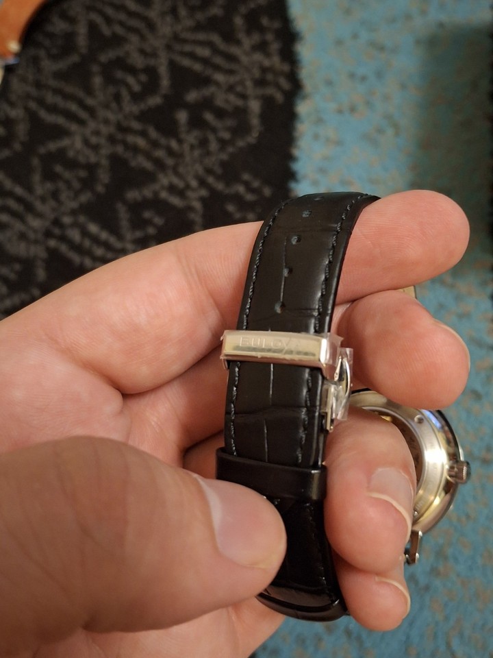 Bulova Rat Pack Automatic Black Dial Men's Dress Watch 96B406 NWOT 14/ ...