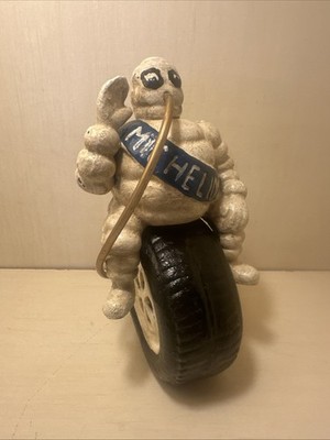 Michelin Man Bibendum Waving 9” Tall Cast Iron Tire Statue original ...