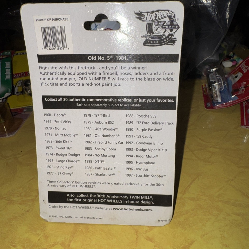 1981 Vintage Hot Wheels Old Number 5 Fire Engine 1695 Red Hong Kong Die ...