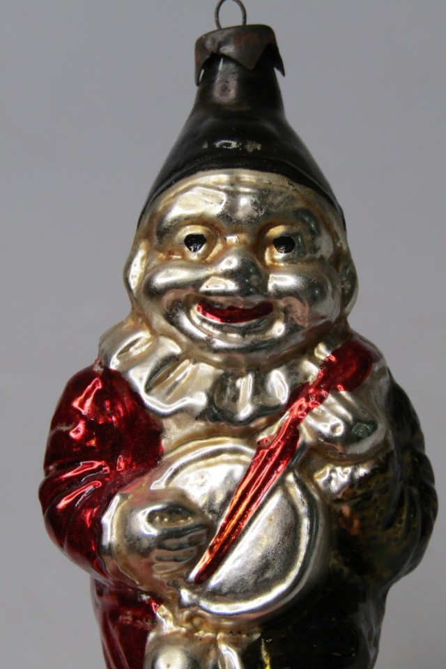 Vintage Glass CLOWN Playing BANJO on Stump Figurine Christmas Ornament ...