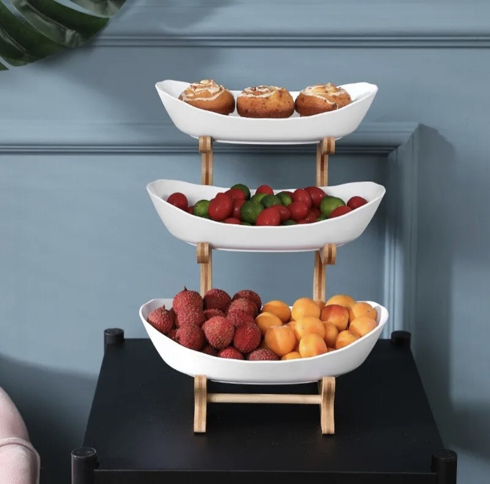 3 Tier Fruit Storage Basket Bowl Holder Vegetable Utility Rack & Dining ...