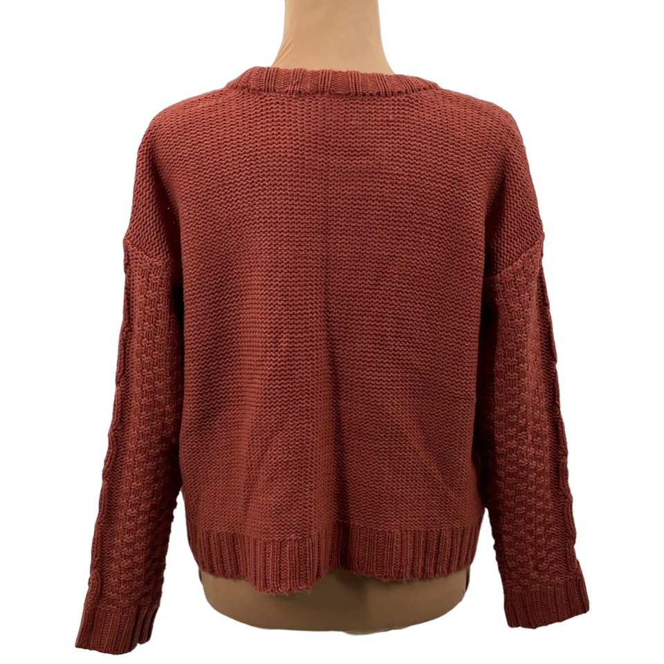 Mudd Drop Shoulder Cable Oversized Knit Sweater Terracotta Brown ...