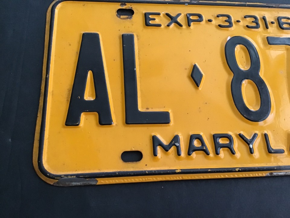 1966 Maryland License Plate Tag AL 8798 | eBay