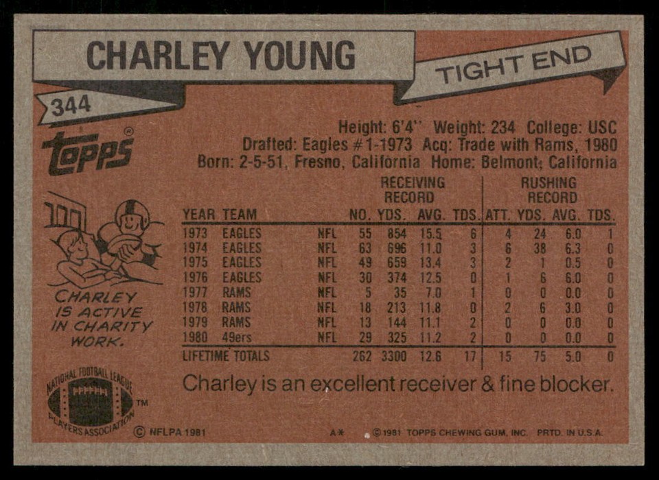 Charle Young 1981 Topps #344 San Francisco 49ers USC | eBay