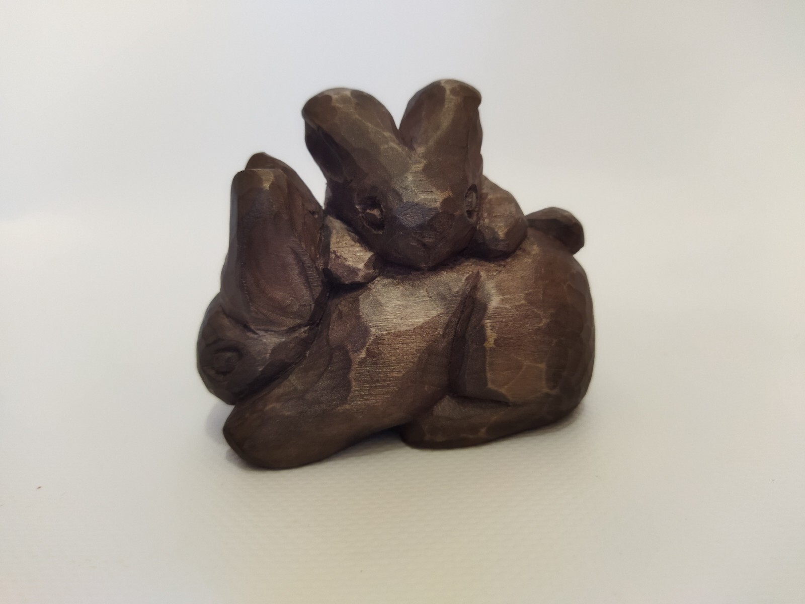 Wooden figurine of rabbits. The figurine is carved from linden wood. Handmade. | eBay