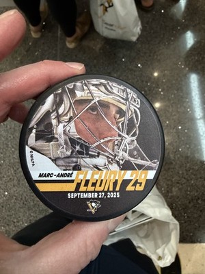 Retirement Puck marc andre Fleury penguins wild 9.27.25 | eBay