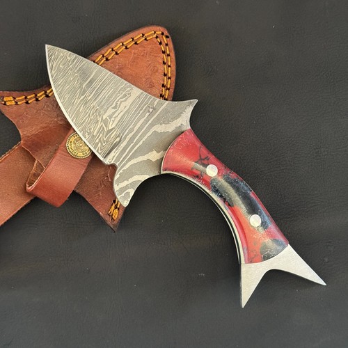 8" Fish Pattern Fire Storm Damascus Steel Knife For Hunting OX 478 ...