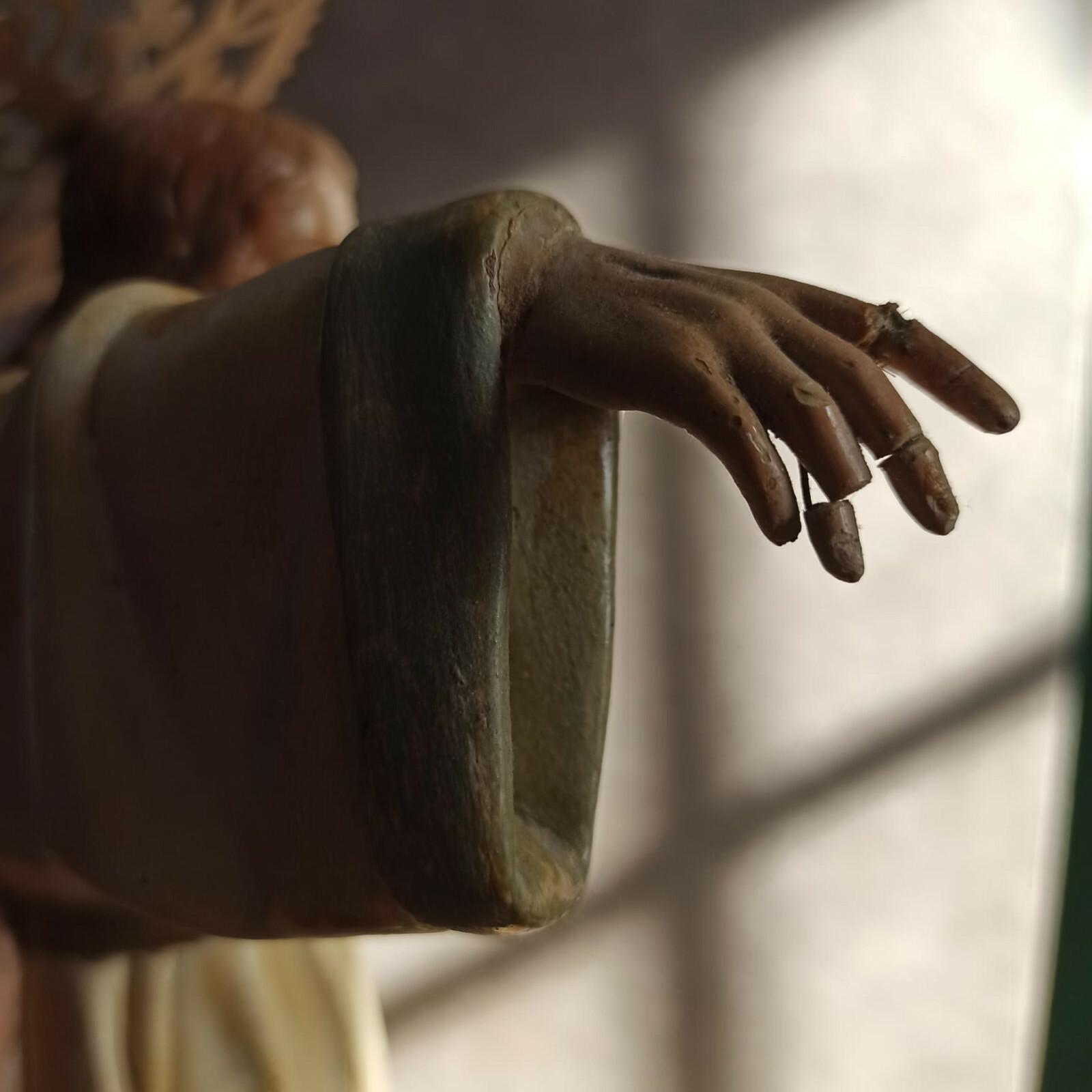 22" EXTRAORDINARY Antique Religious SACRED HEART JESUS Statue Glass ...