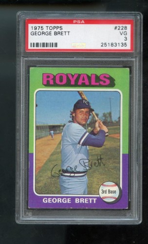 1975 Topps #228 George Brett Royals ROOKIE RC PSA 3 Graded Baseball ...