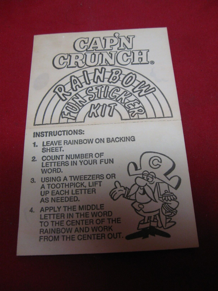 VINTAGE CAPTAIN CRUNCH RAINBOW FUN STICKER KIT | eBay