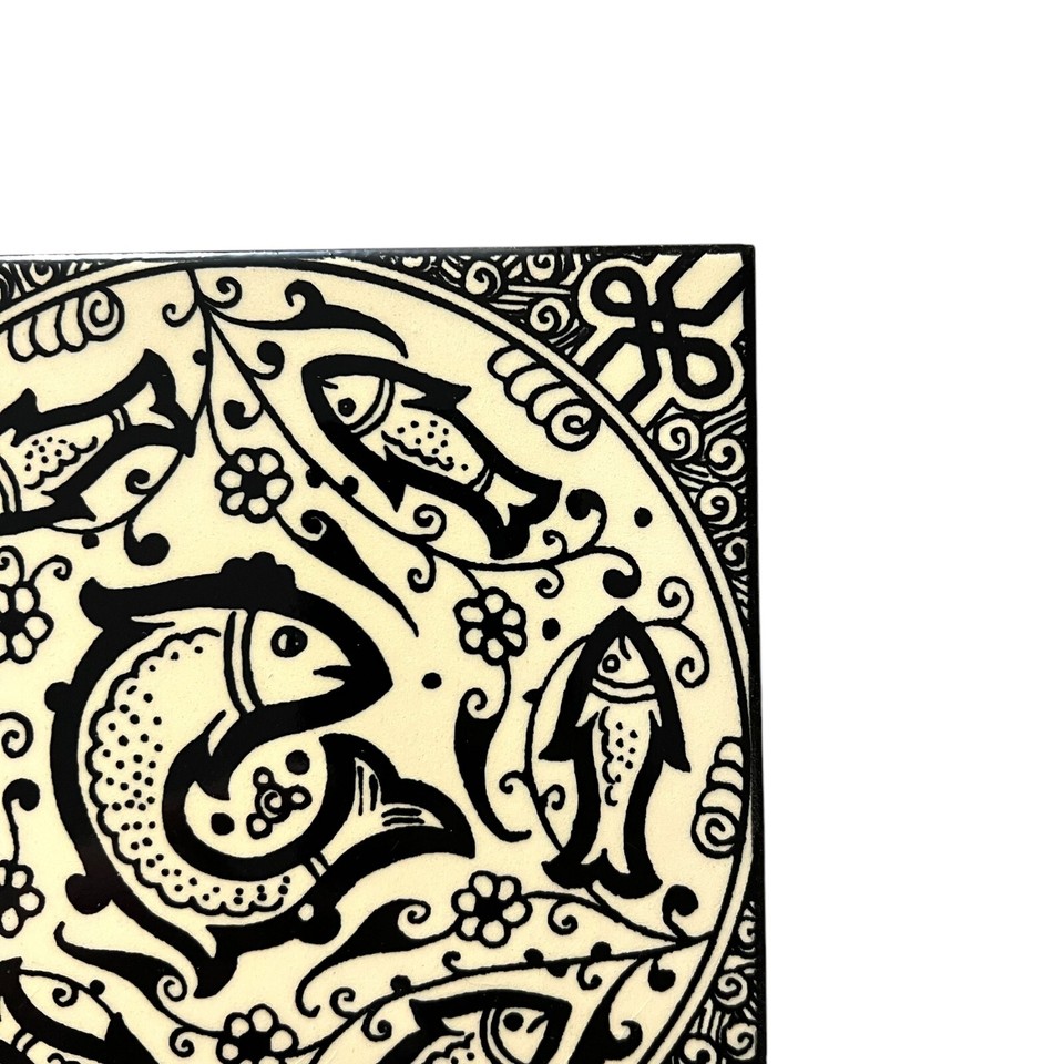 Handmade Jerusalem Pottery Ceramic Tile Wall Art Fish Design Vintage ...