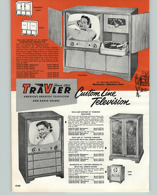 1956 PAPER AD Travler TV Sets Television Console Table Models ...
