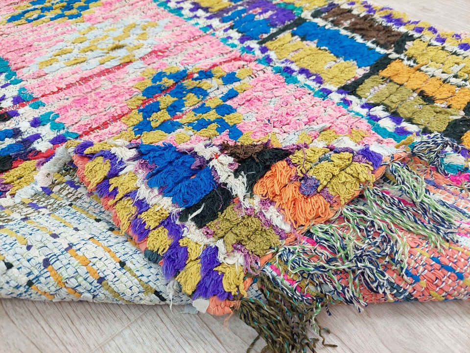 Vintage Moroccan Berber Pink Rug 2x5 Colorful Geometric Boujaad Boho ...
