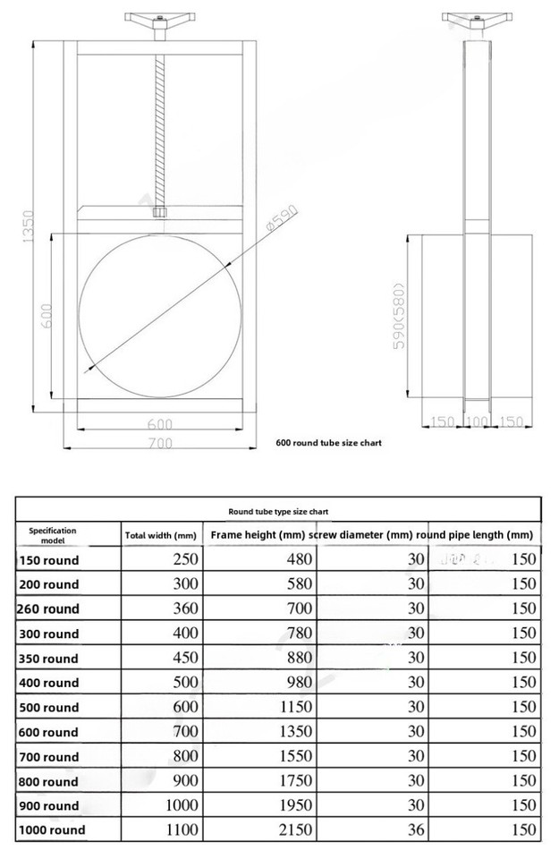 Manual Plunger Valve Circular Discharge Valve Short Pipe Sluice Gate ...
