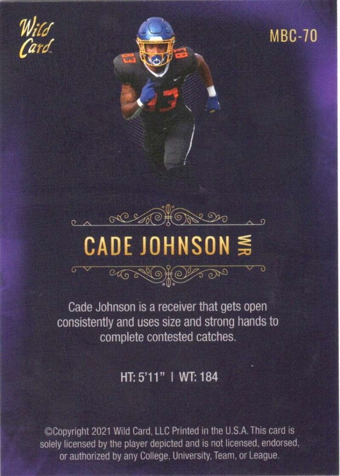 CADE JOHNSON RC 2021 Wild Card Purple Chase Matte ROOKIE #MBC-70 Seahaw ...