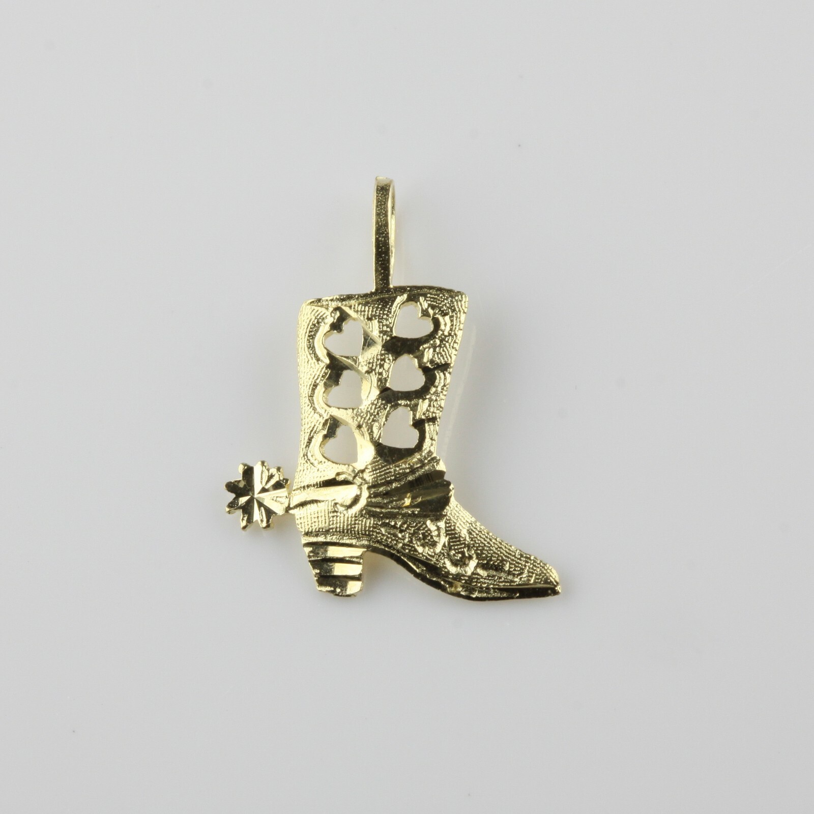 14K Yellow Gold Boot with Hearts inside Charm - Gem