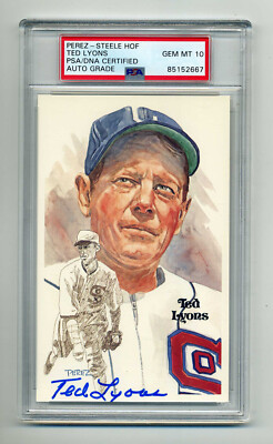 TED LYONS SUPERB GEM MINT 10 PSA/DNA SIGNED PEREZ STEELE POST CARD ...