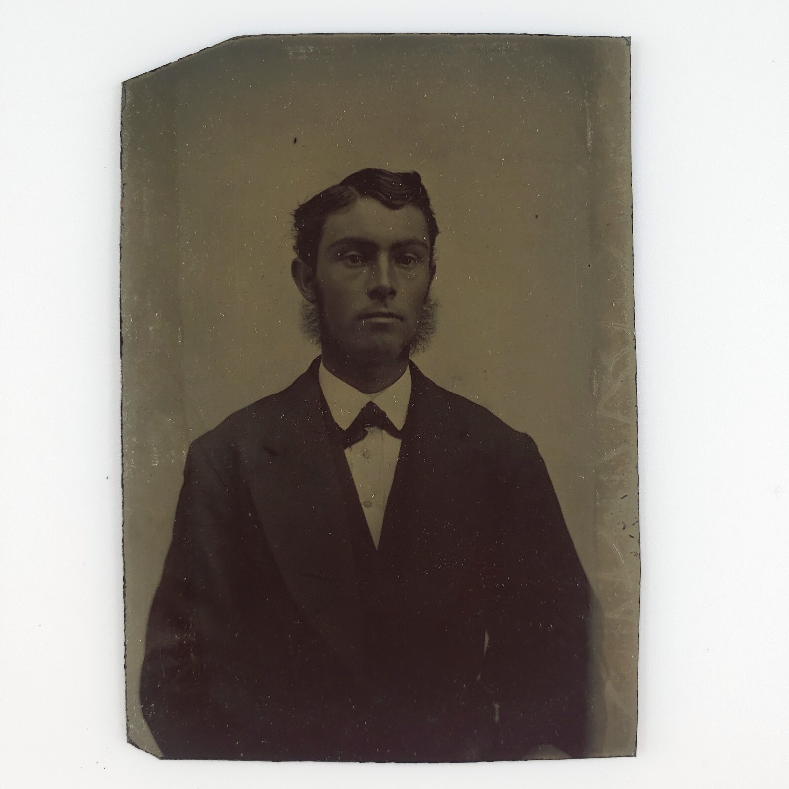 Fuzzy Sideburns Young Man Tintype c1870 Antique Western 1/6 Plate Photo ...
